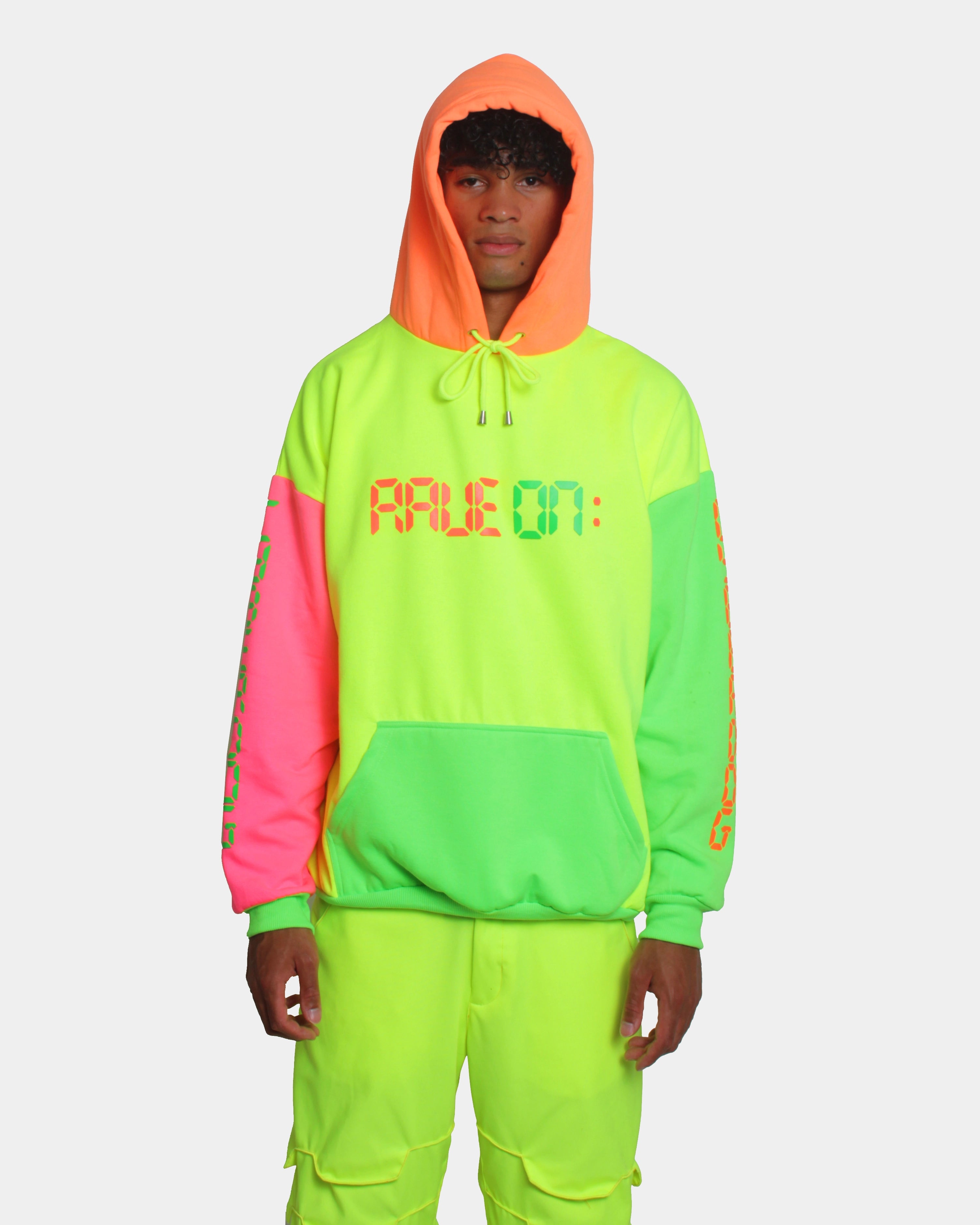 RAVE ON OVERSIZED HOODIE MULTI NEON – Cyberdog