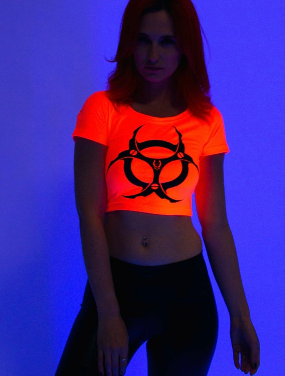 HAZARD CROP TEE | Cyberdog London by Cyberdog - Rave clothing, festival ...