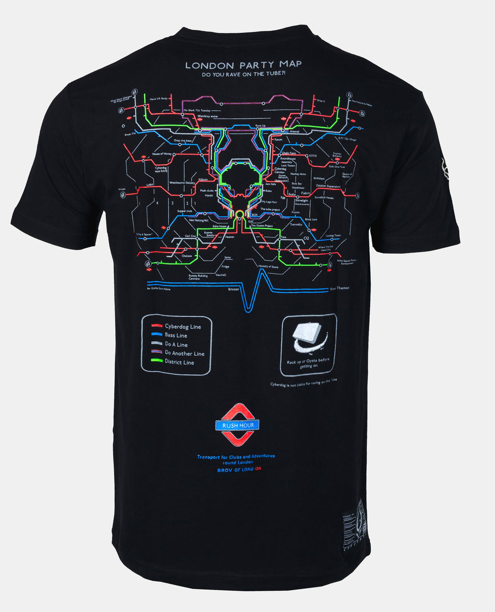 MENS NEW PARTY MAP T-SHIRT | Cyberdog London by Cyberdog - Rave ...